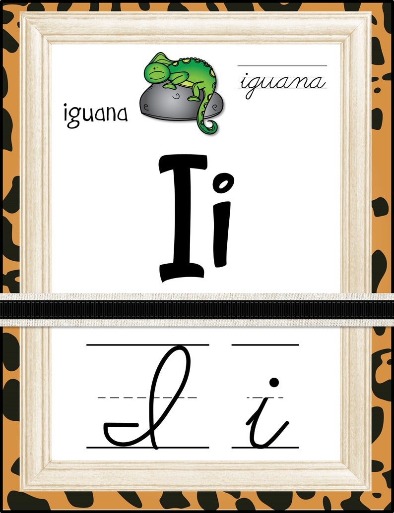 Animal Print Block and Cursive Alphabet Posters Alphabet Images and ...