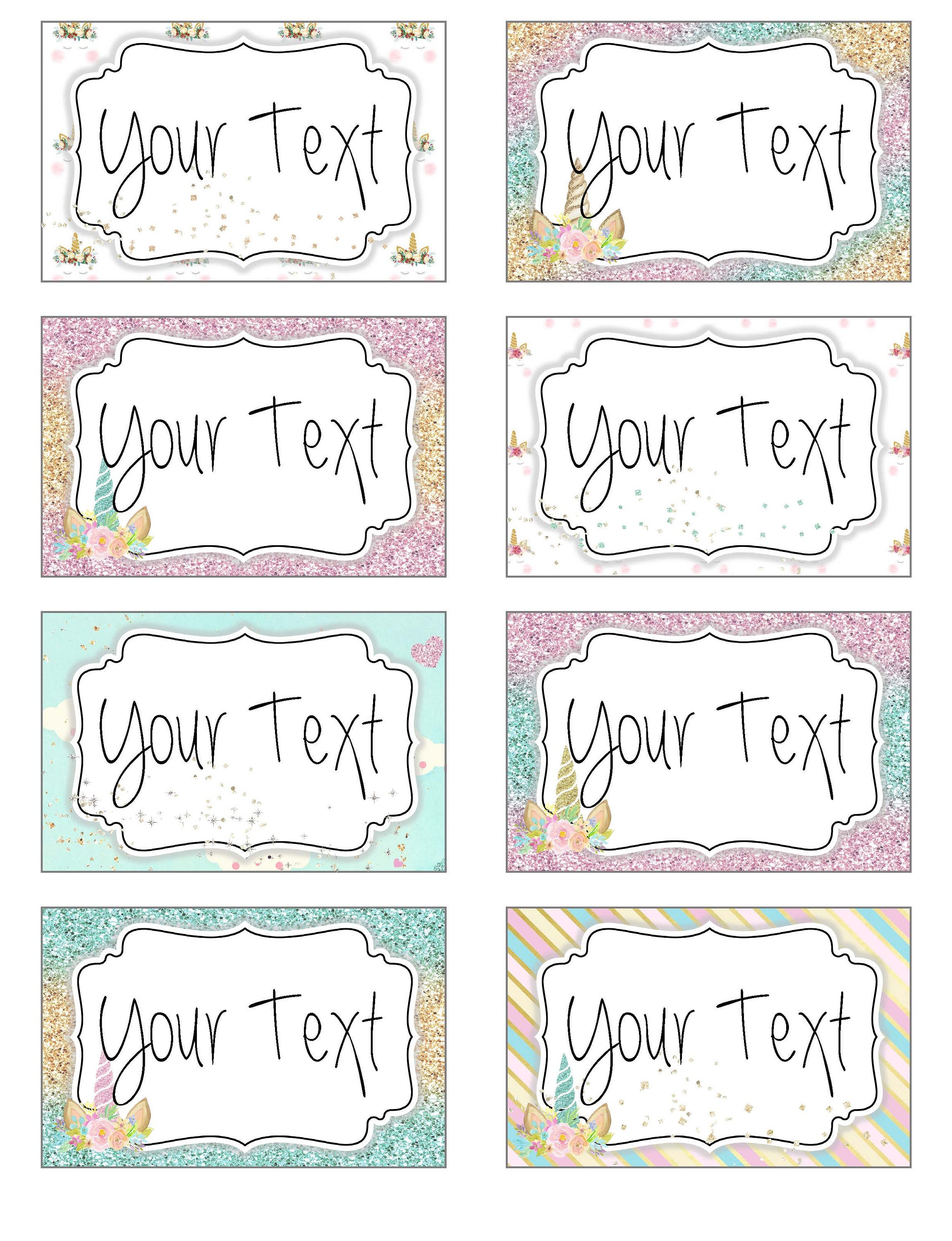 Printable Unicorn Glitter Name Tags - Classroom and Party (PDF and ...