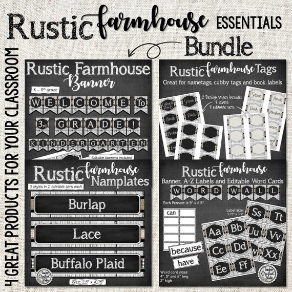 Rustic Farmhouse Essentials Bundle Welcome Banner Word - Etsy