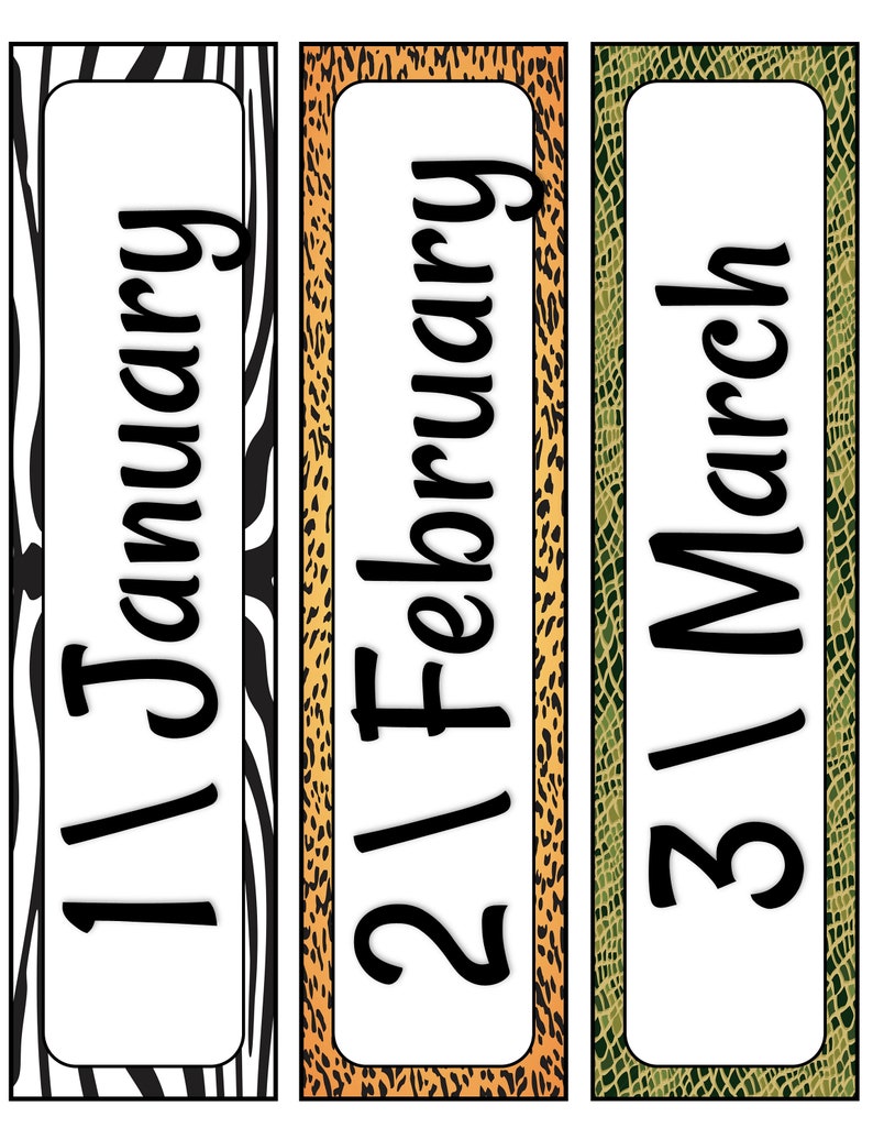 Animal Print Mini Calendar Set Classroom Calendar Pocket Calendar ...