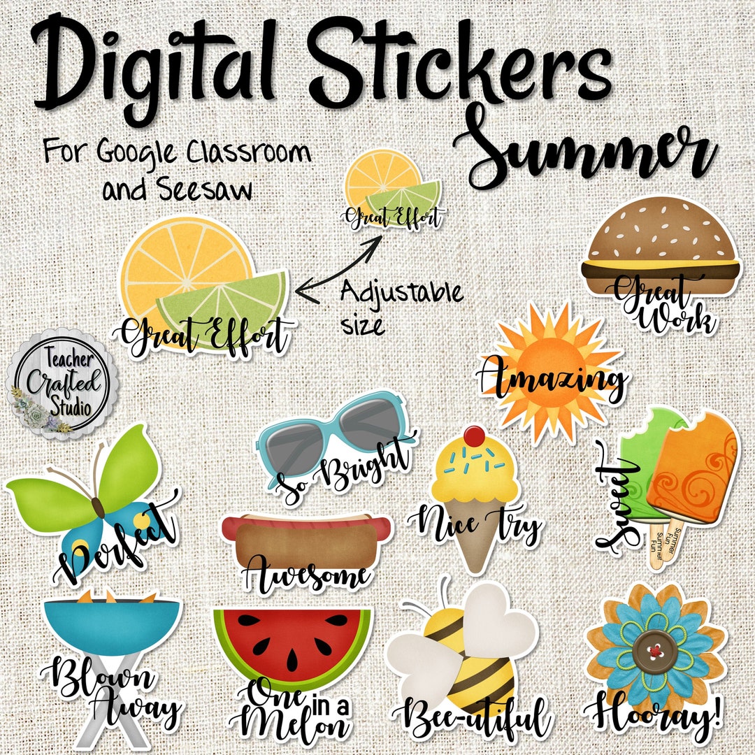 Distance Learning Digital Stickers Summer Edition | Google & Seesaw ...