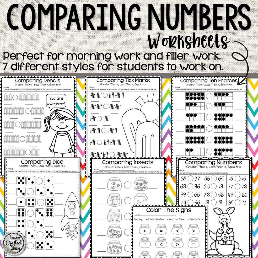 No Prep Comparing Numbers Worksheets | Greater Than, Less Than, Equal ...