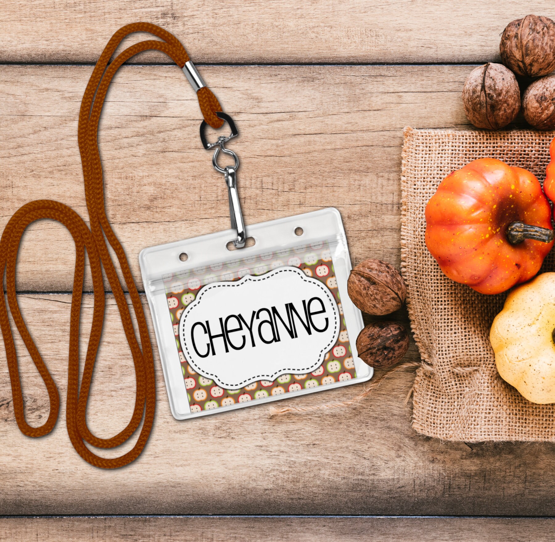 Printable Fall Apples and Acorns Tags - Editable Name Badge Tags ...