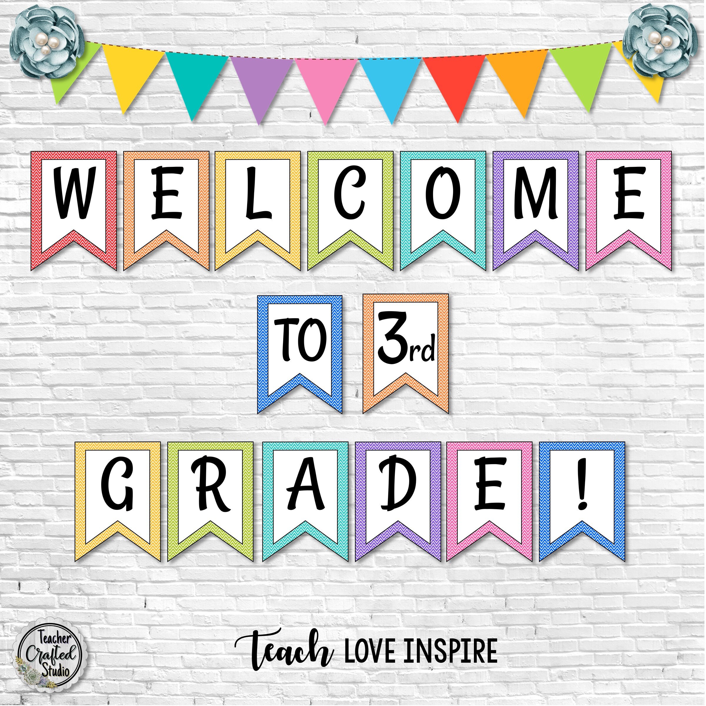 Chevron Back to School Essentials Bundle | Welcome Banner | Tags | Desk ...