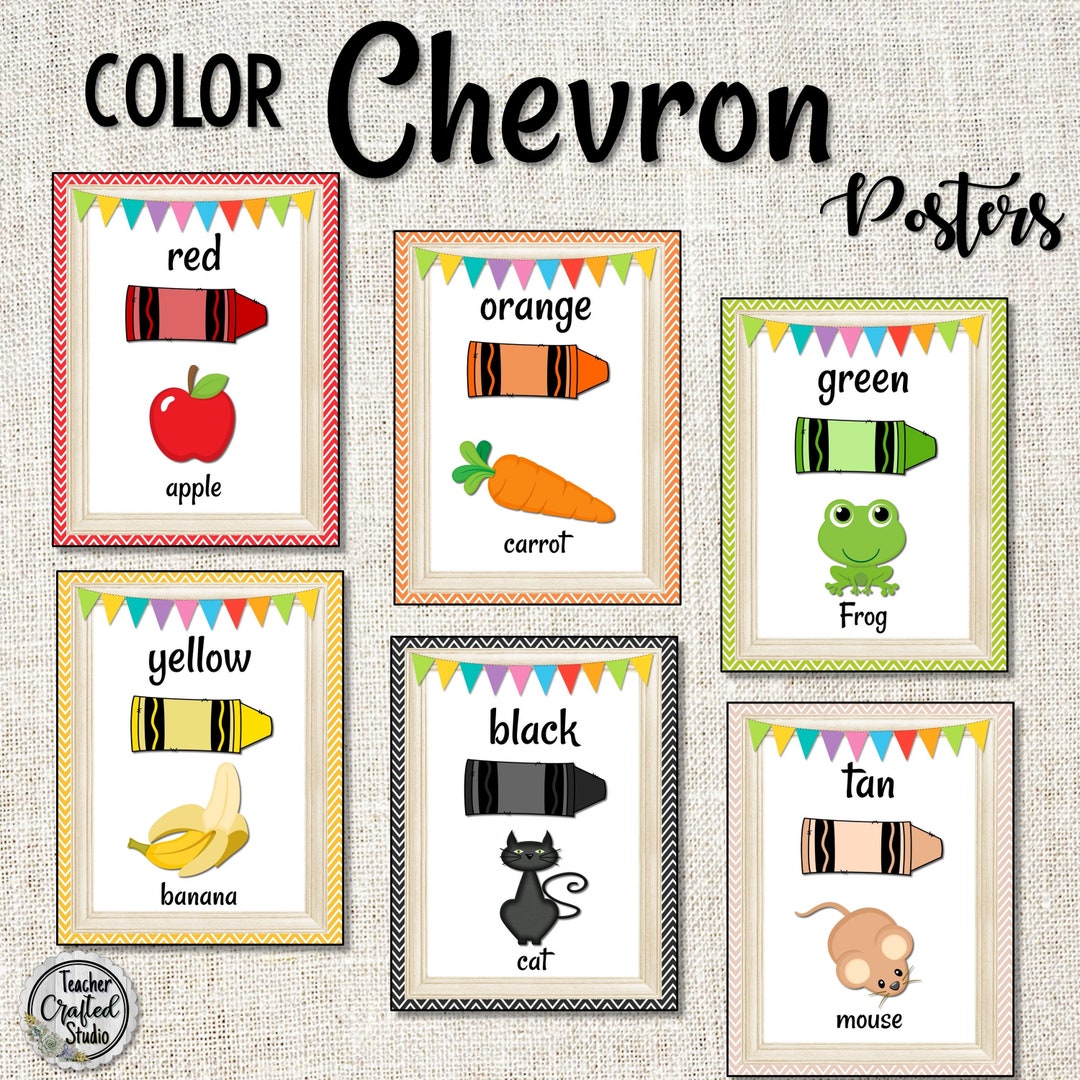 Chevron Color Posters Classroom Posters Rainbow Classroom Decor - Etsy