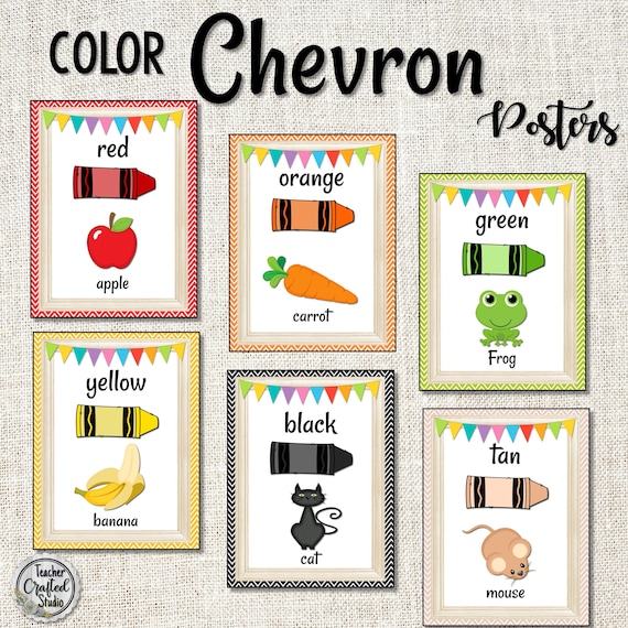 Chevron Color Posters Classroom Posters Rainbow Classroom - Etsy