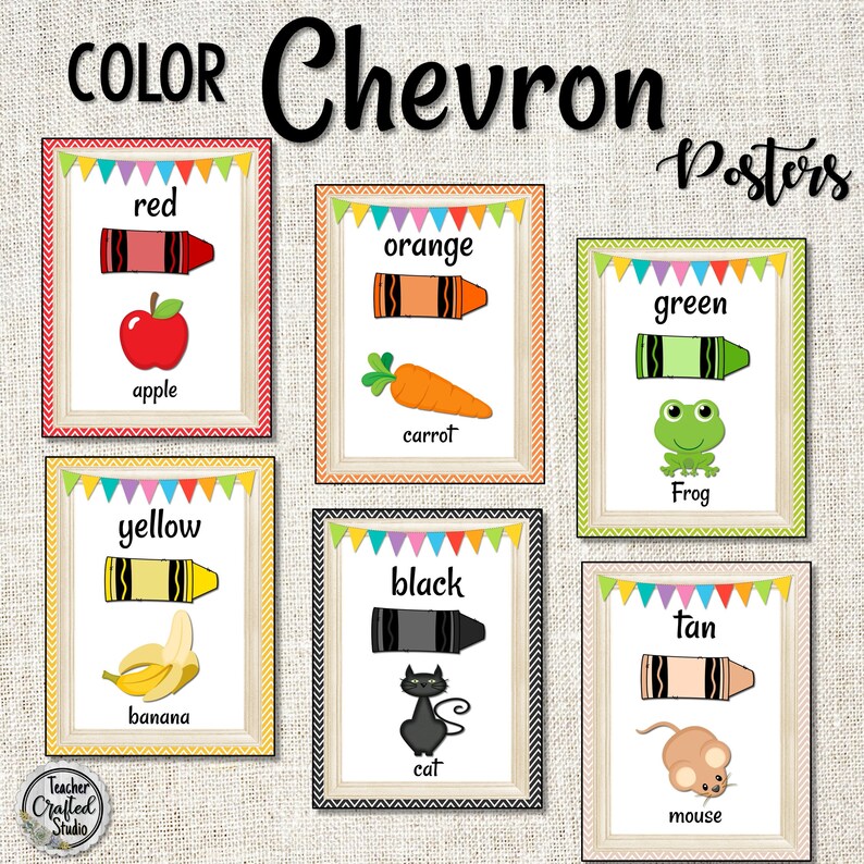 Chevron Color Posters Classroom Posters Rainbow Classroom Decor - Etsy