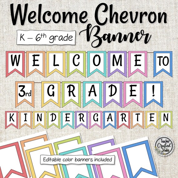 Welcome Banner Rainbow Chevron Bulletin Board Banner 1st | Etsy