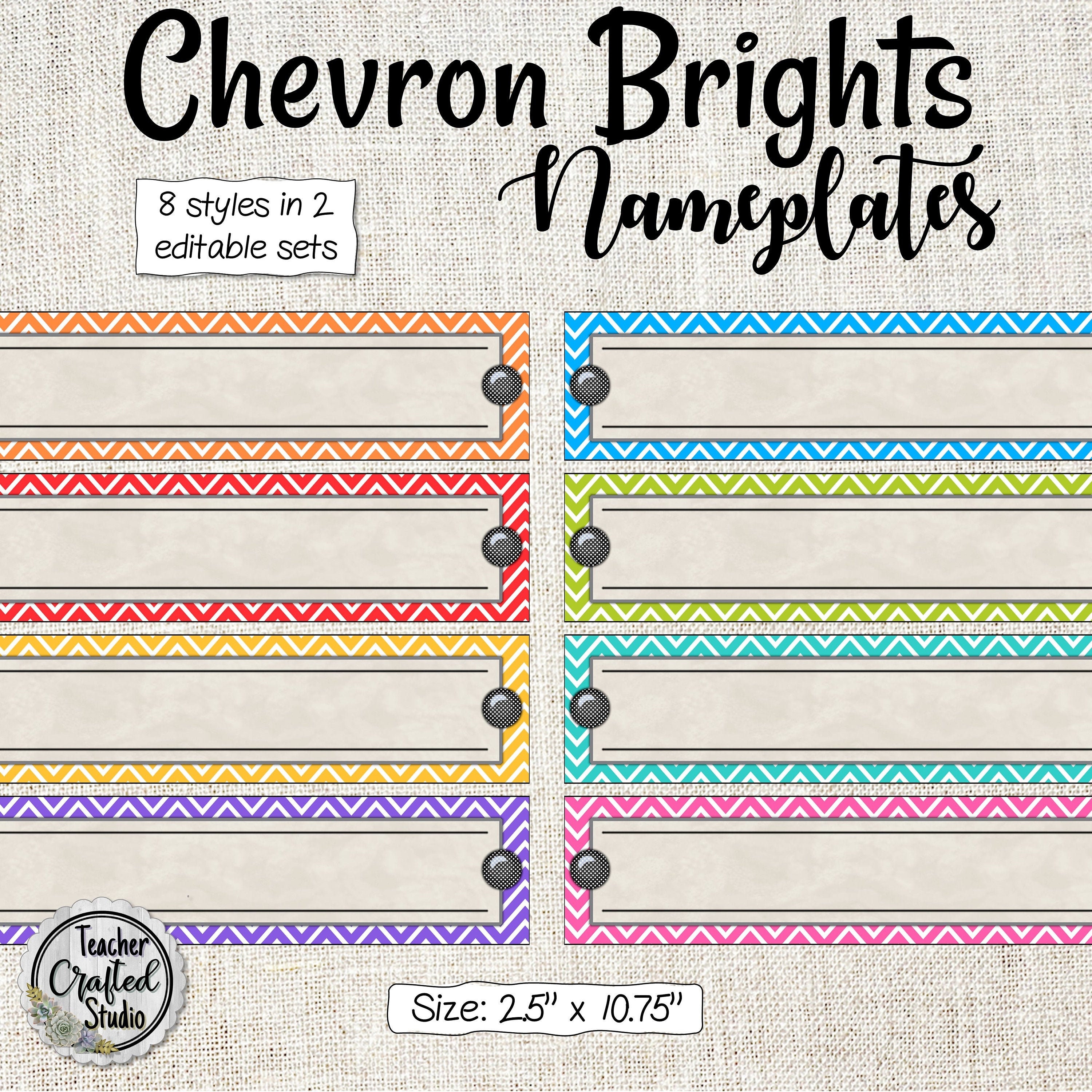 Printable Chevron Brights Desktop Nameplates Wall Labels Name Tags ...
