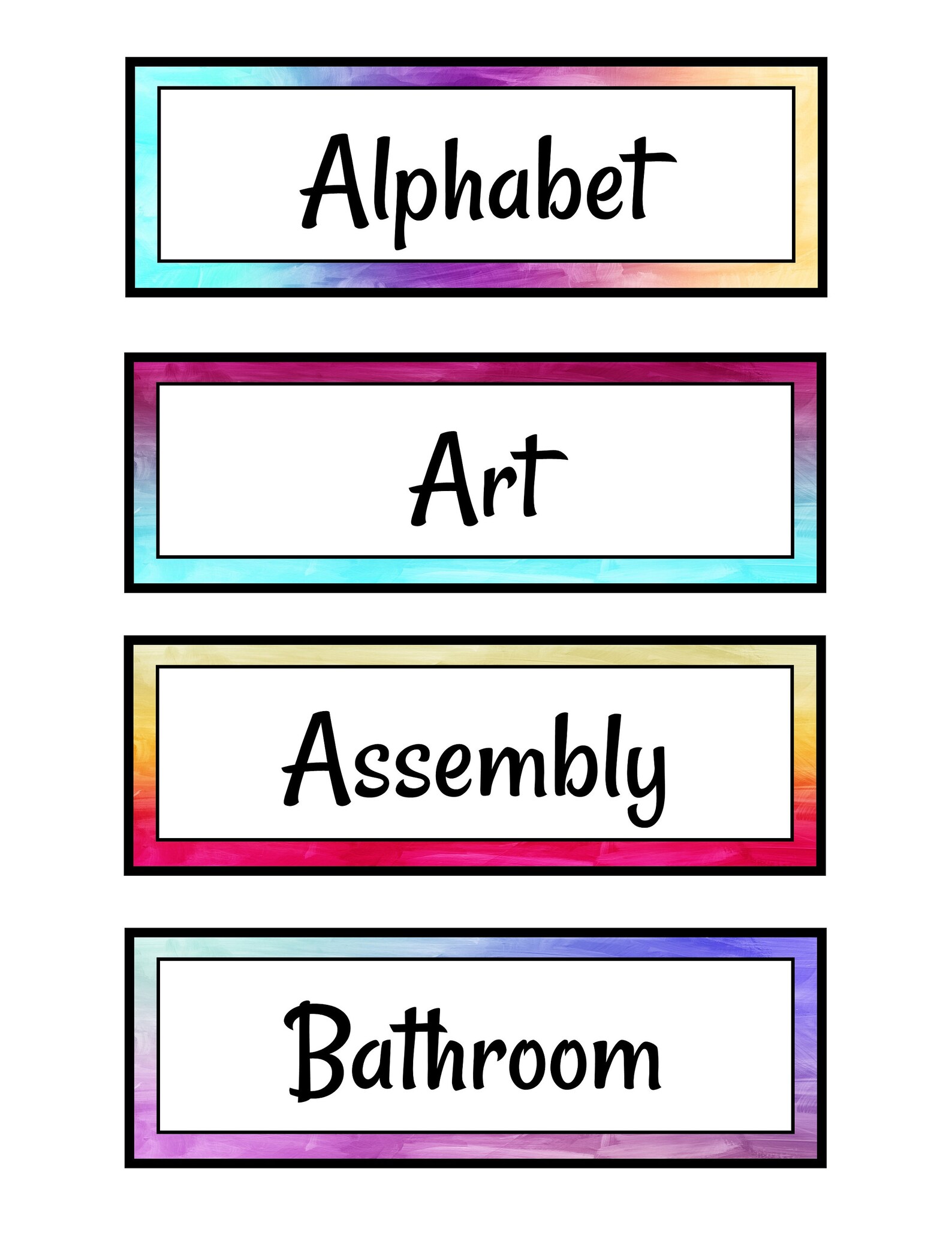 Rainbow Watercolor Schedule Cards and Time Watercolor Classroom Decor ...