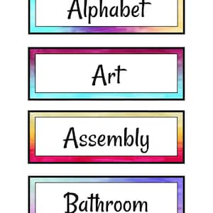 Rainbow Watercolor Schedule Cards and Time | Watercolor Classroom Decor ...