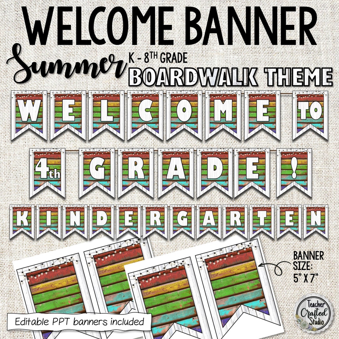 Summer Boardwalk Welcome Classroom Banner | Classroom Decoration | Back ...