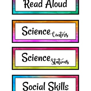 Rainbow Watercolor Schedule Cards and Time | Watercolor Classroom Decor ...