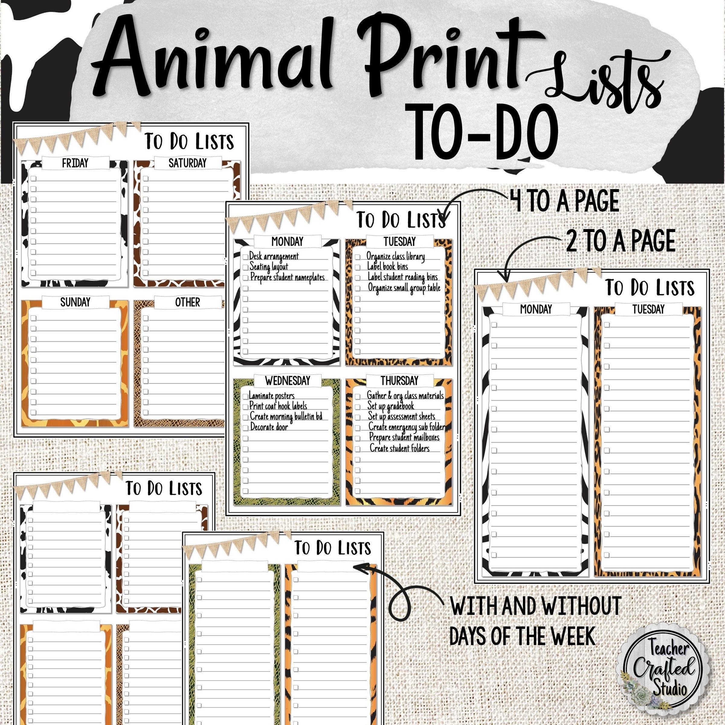 Animal Print to Do Lists | Printable to Do Lists | Safari to Do Lists ...