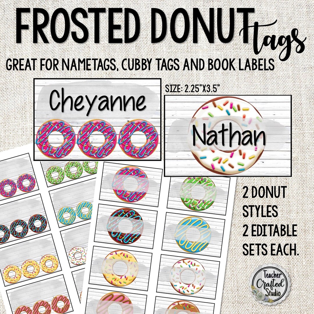 Donut Name Tags | Event Tags | Classroom Tags | Food Tags - Etsy