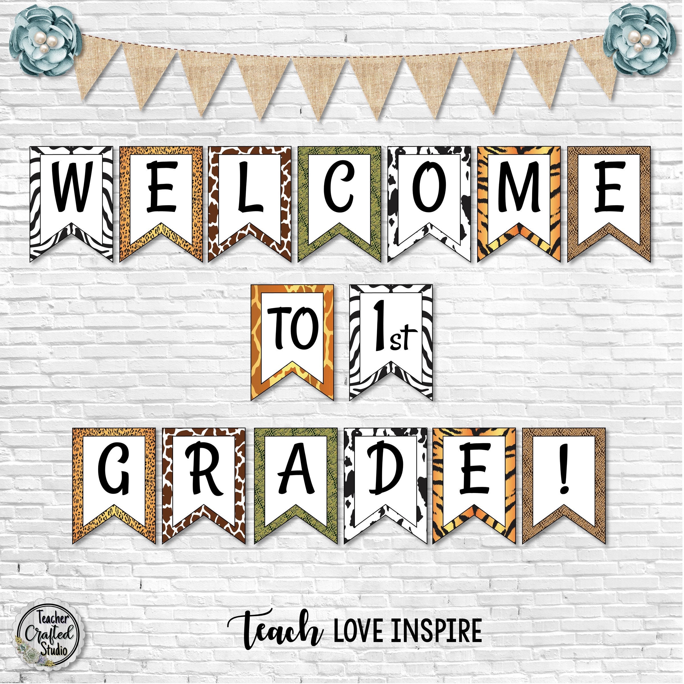 Animal Print Welcome Banner – K-6th Grade Classroom Decor (editable ...
