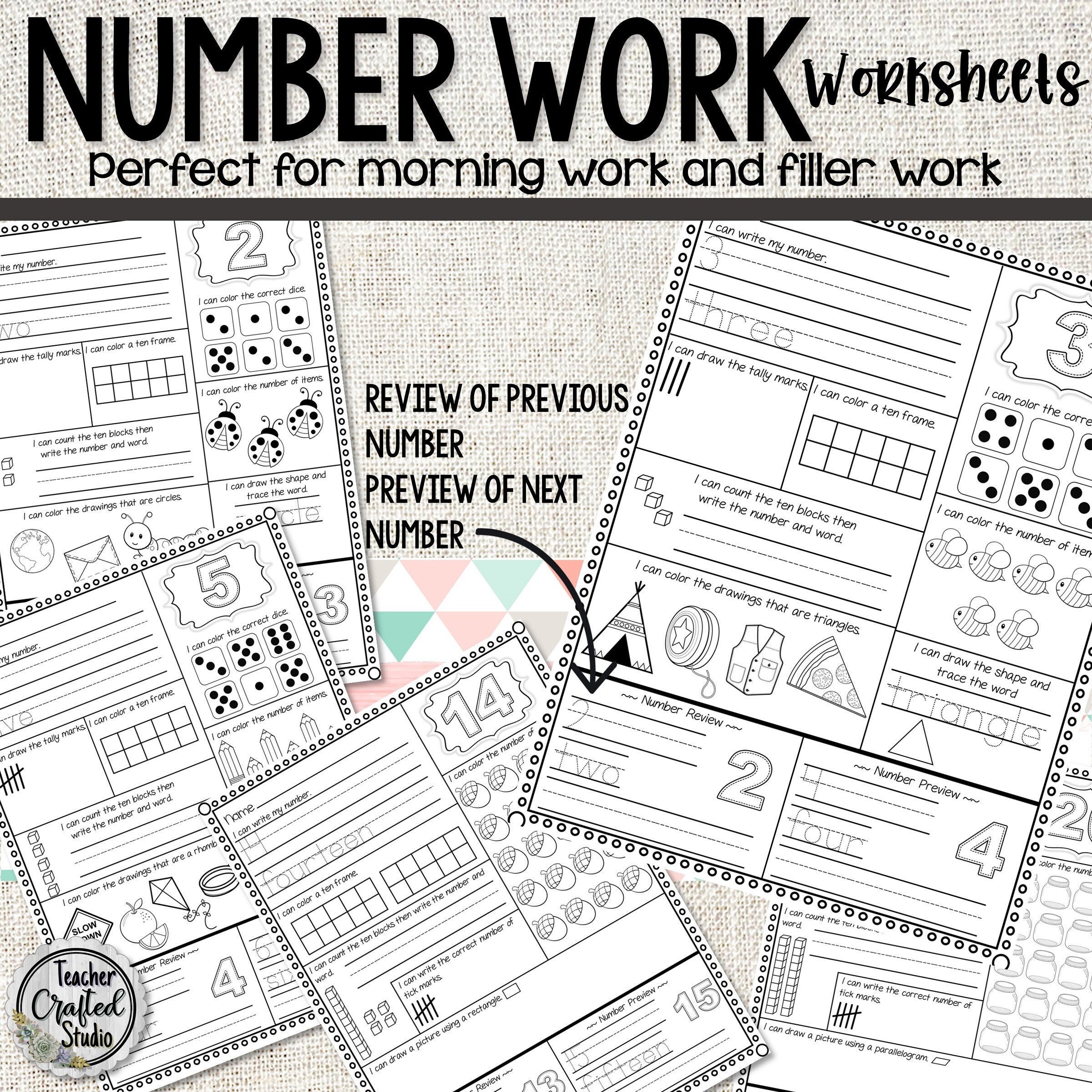 Number Work Worksheets 1-20 | Print and Go | Geometry | Addition | Ten ...