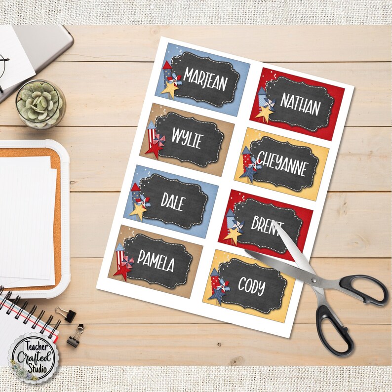 America Chalkboard Name Tags | Patriotic Party Tags | 4th of July ...