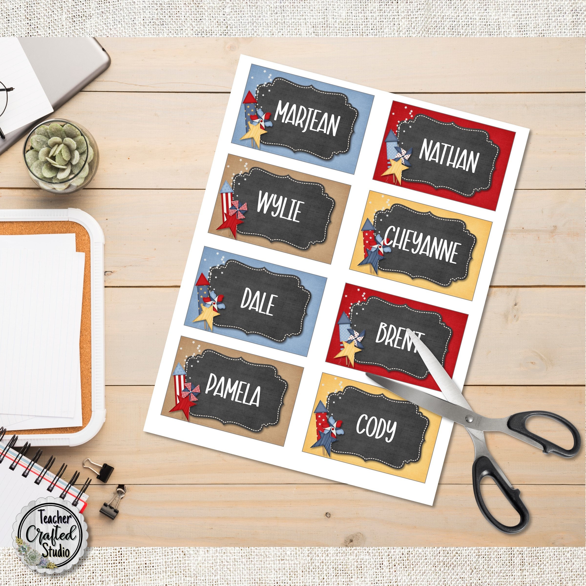 America Chalkboard Name Tags | Patriotic Party Tags | 4th of July ...