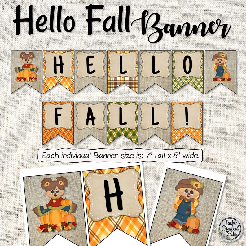 Printable Hello Fall Banner - Fall Decor - Bulletin Board Banner ...