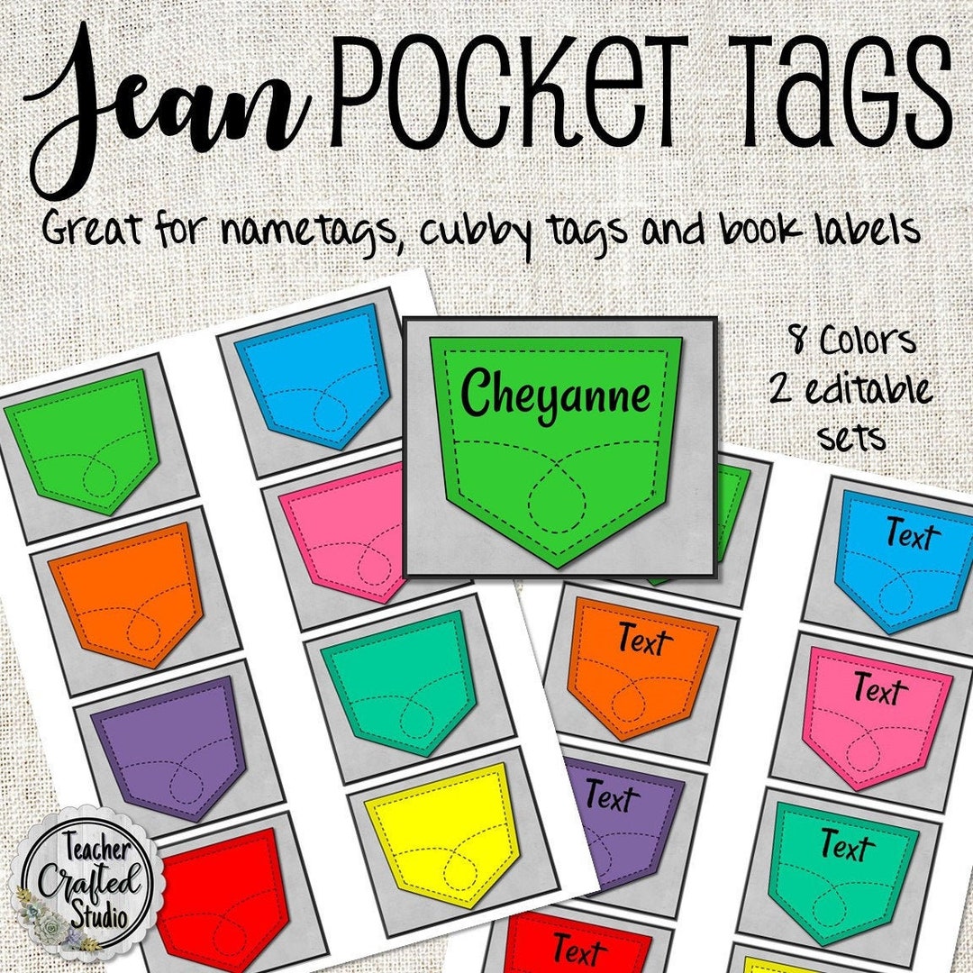 Jean Pocket Tags for Cubbies, Name Tags and Coat Hooks - Etsy