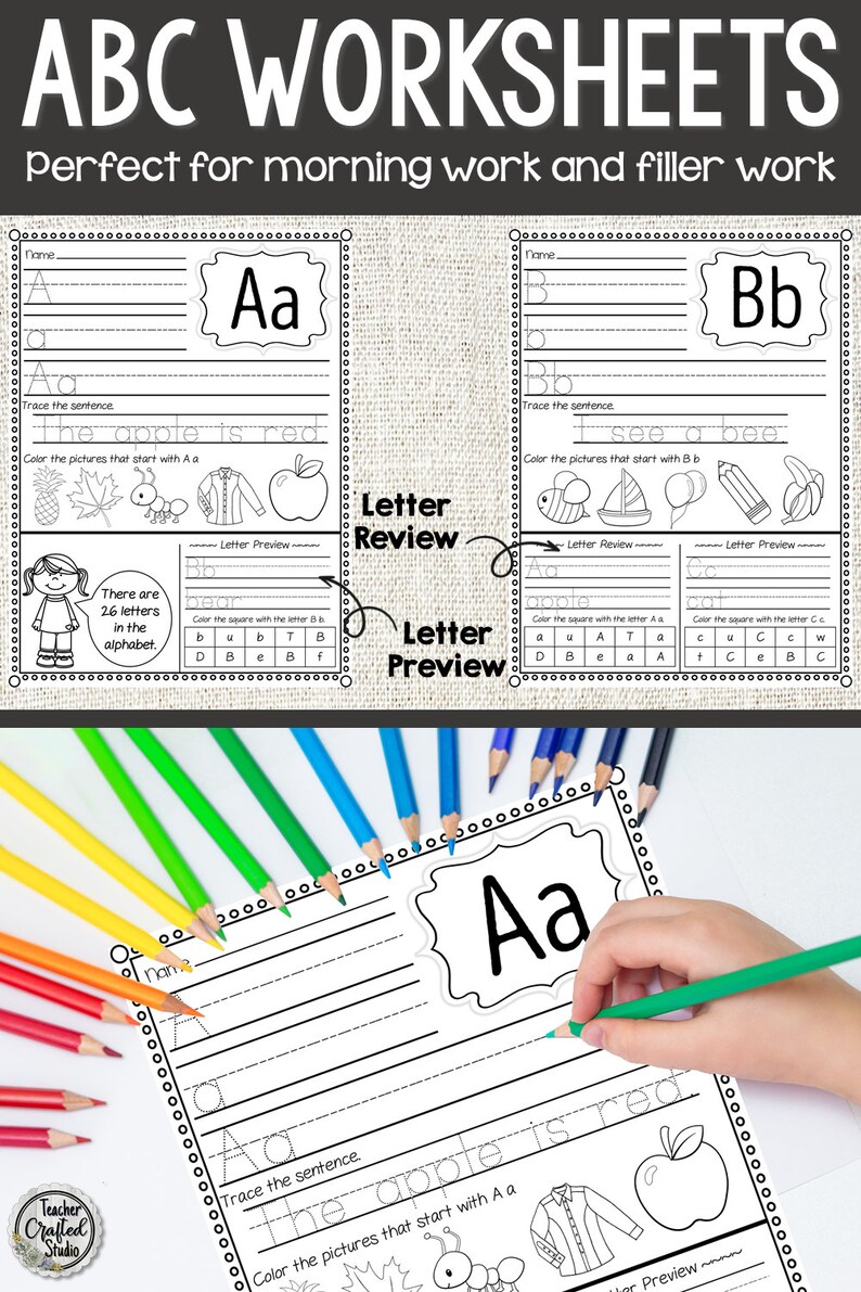 Printable ABC Worksheets | Alphabet Morning Work | No Prep Worksheets ...