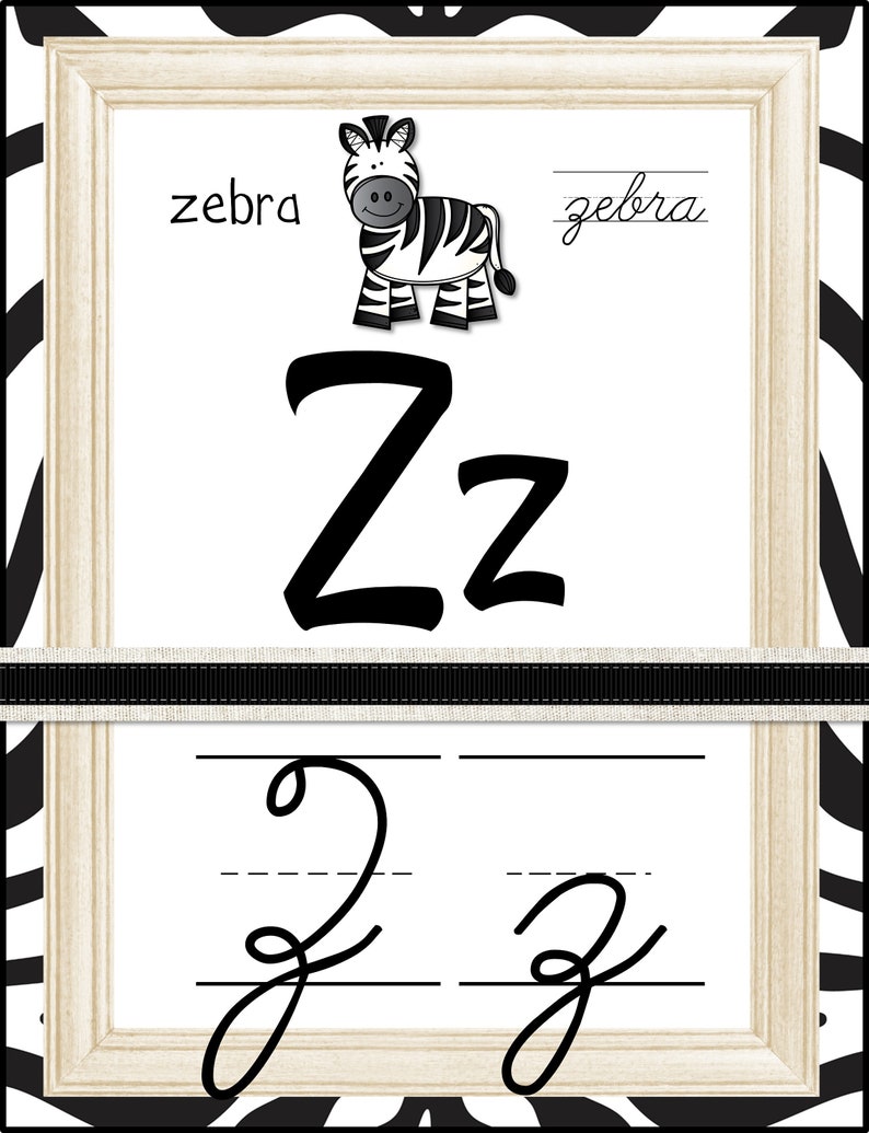 Animal Print Block and Cursive Alphabet Posters Alphabet Images and ...