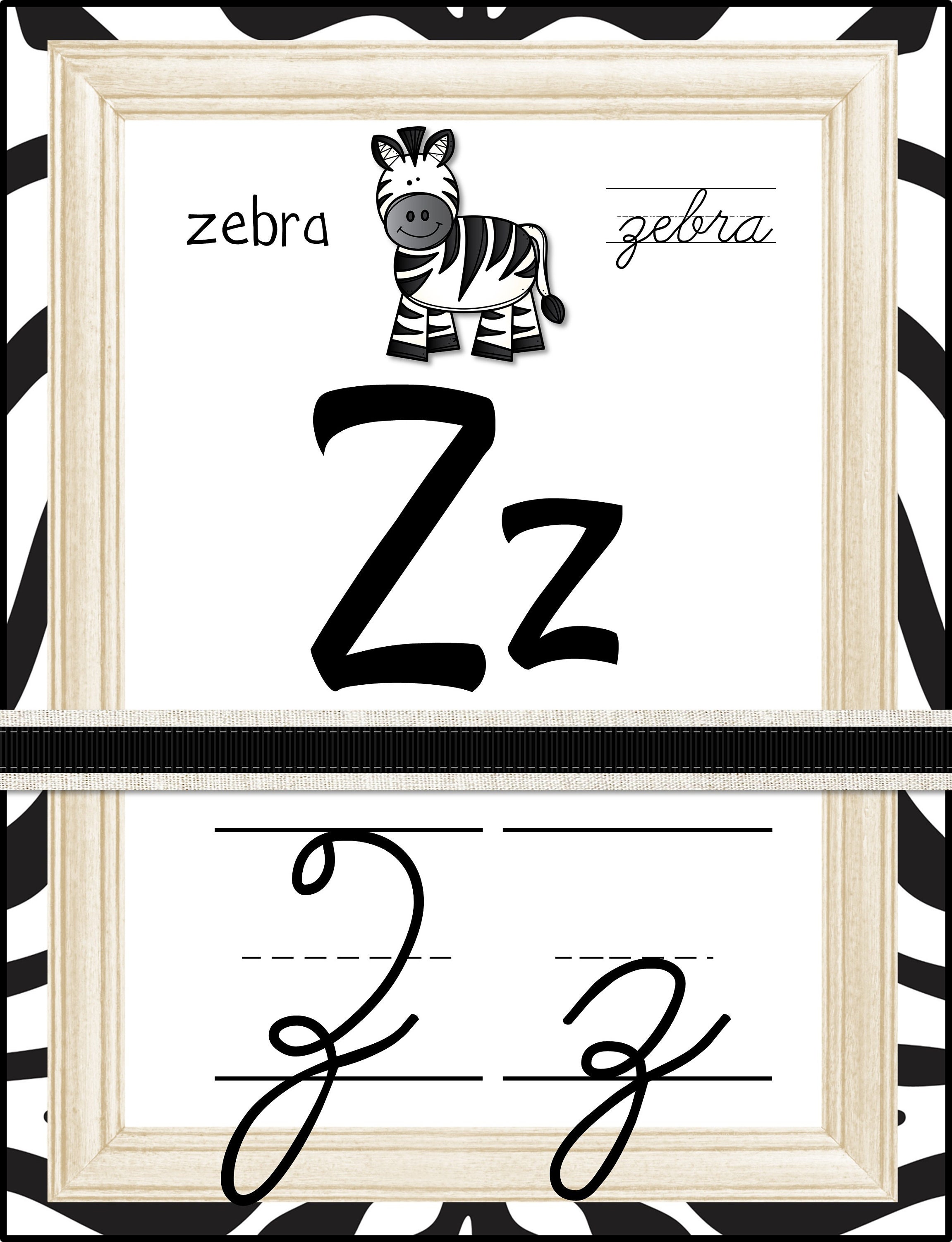 Animal Print Block and Cursive Alphabet Posters Alphabet Images and ...