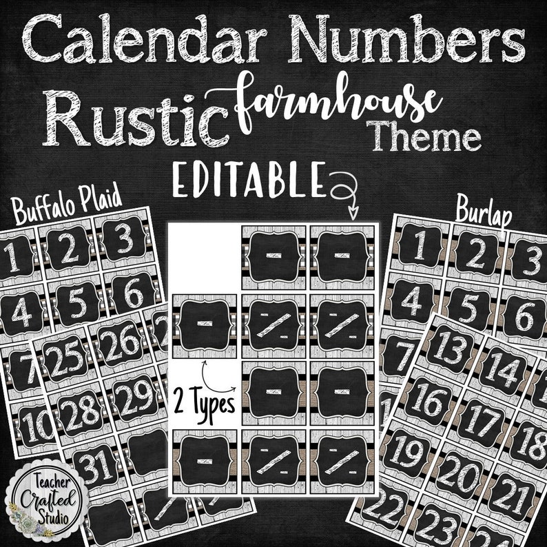 Calendar Numbers Classroom Numbers Editable Numbers Back to School ...