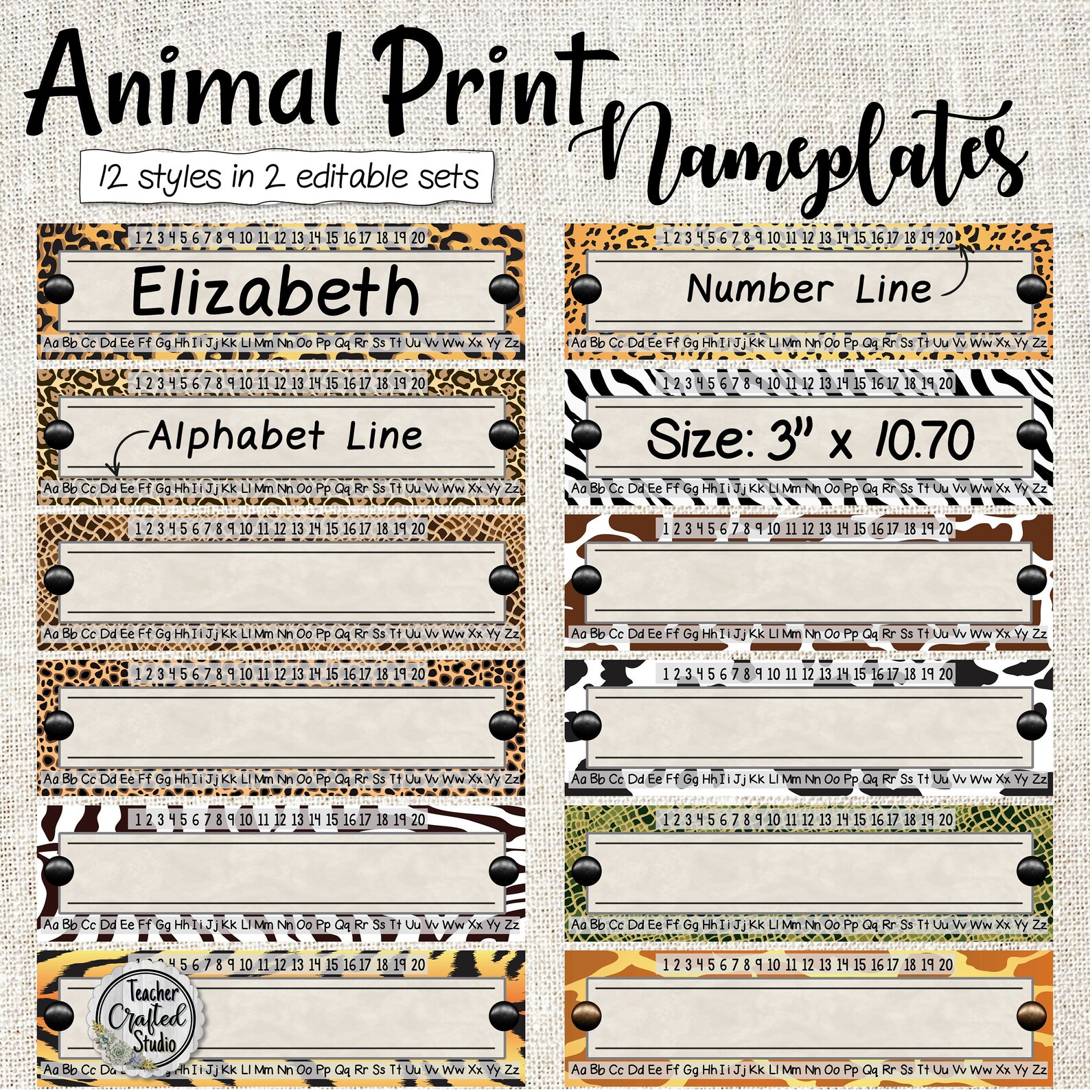 Printable Animal Print Desktop Nameplates | Classroom Labels | Editable ...
