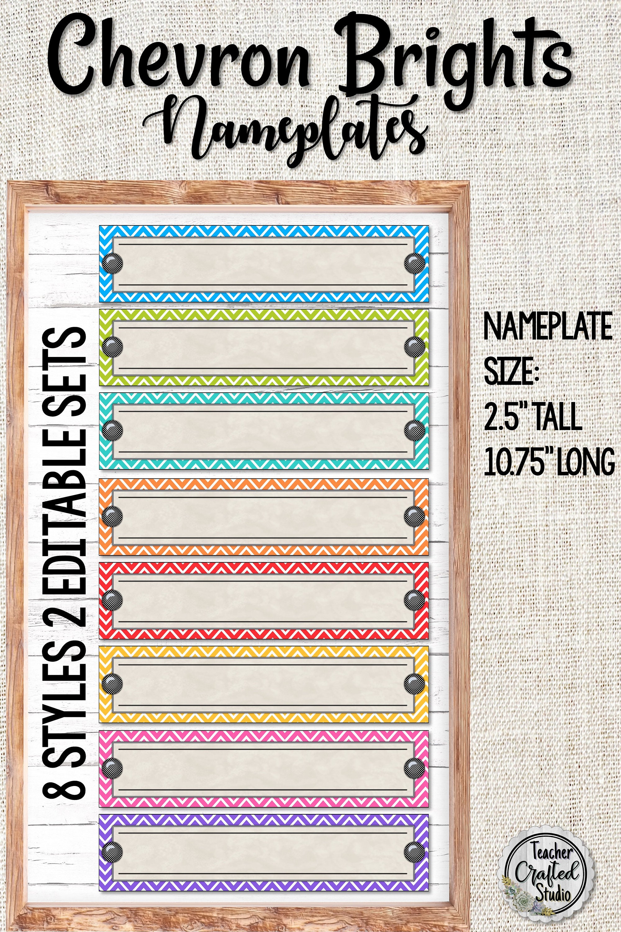 Printable Chevron Brights Desktop Nameplates Wall Labels Name Tags ...