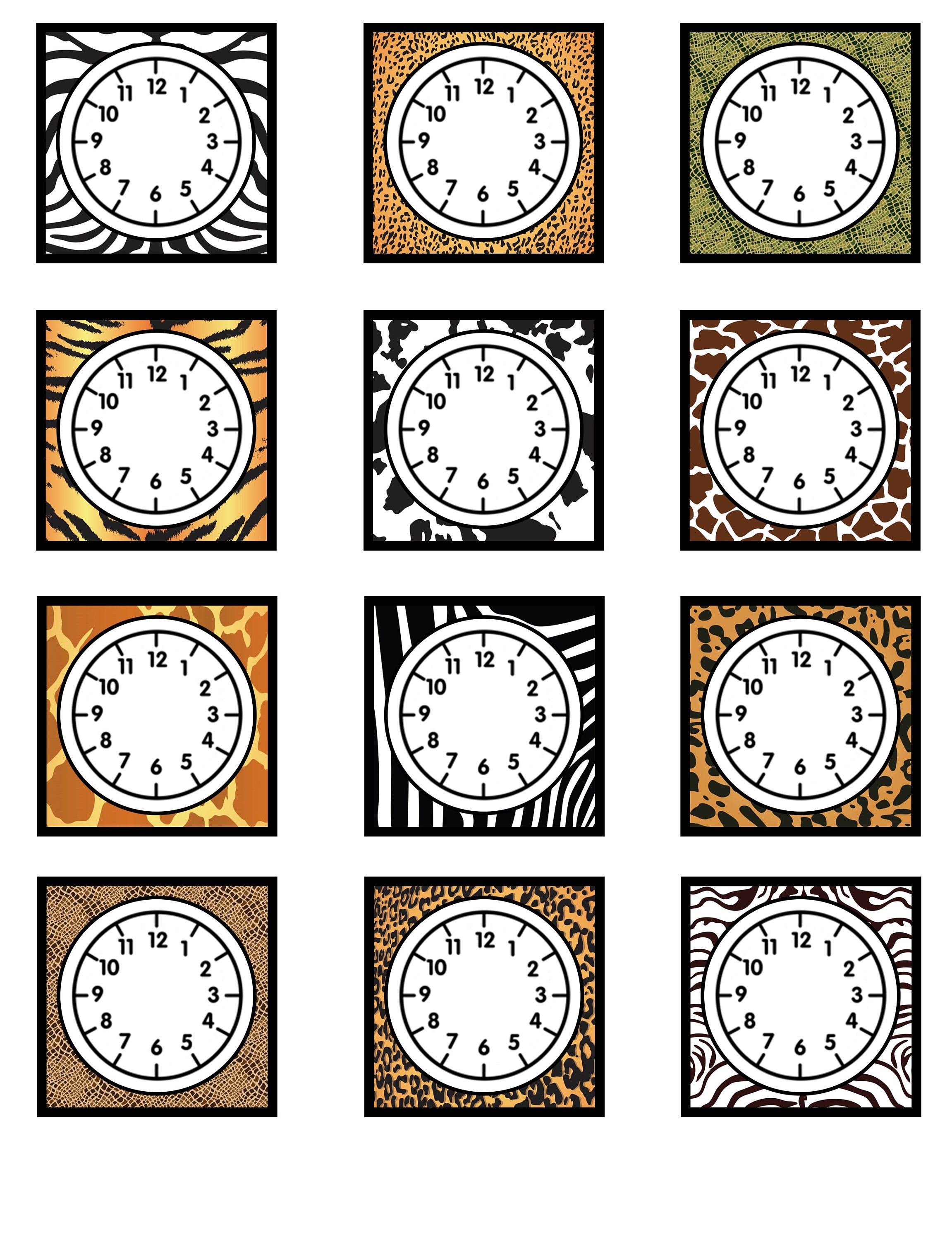 Animal Print Schedule Cards and Times - Editable Classroom Schedule ...