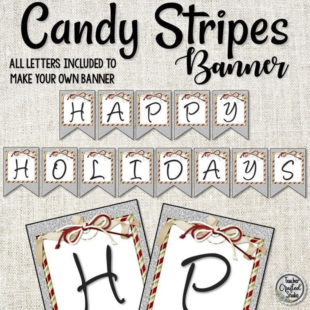 Printable Custom Holiday Banner - Christmas Party Banner - Candy Cane ...