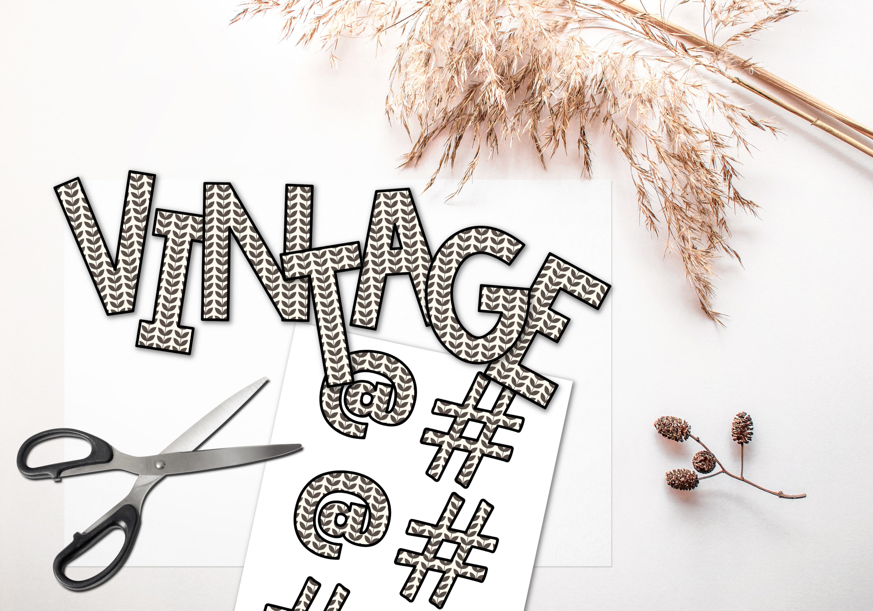 Vintage Floral Bulletin Board Letters | Brown Floral 4" Cut Out Letters ...