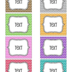 Printable Chevron Brights Tags - Editable Organizational Tags ...