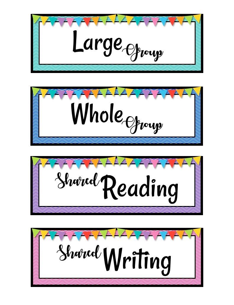 Rainbow Chevron Schedule Cards and Times Editable Classroom - Etsy