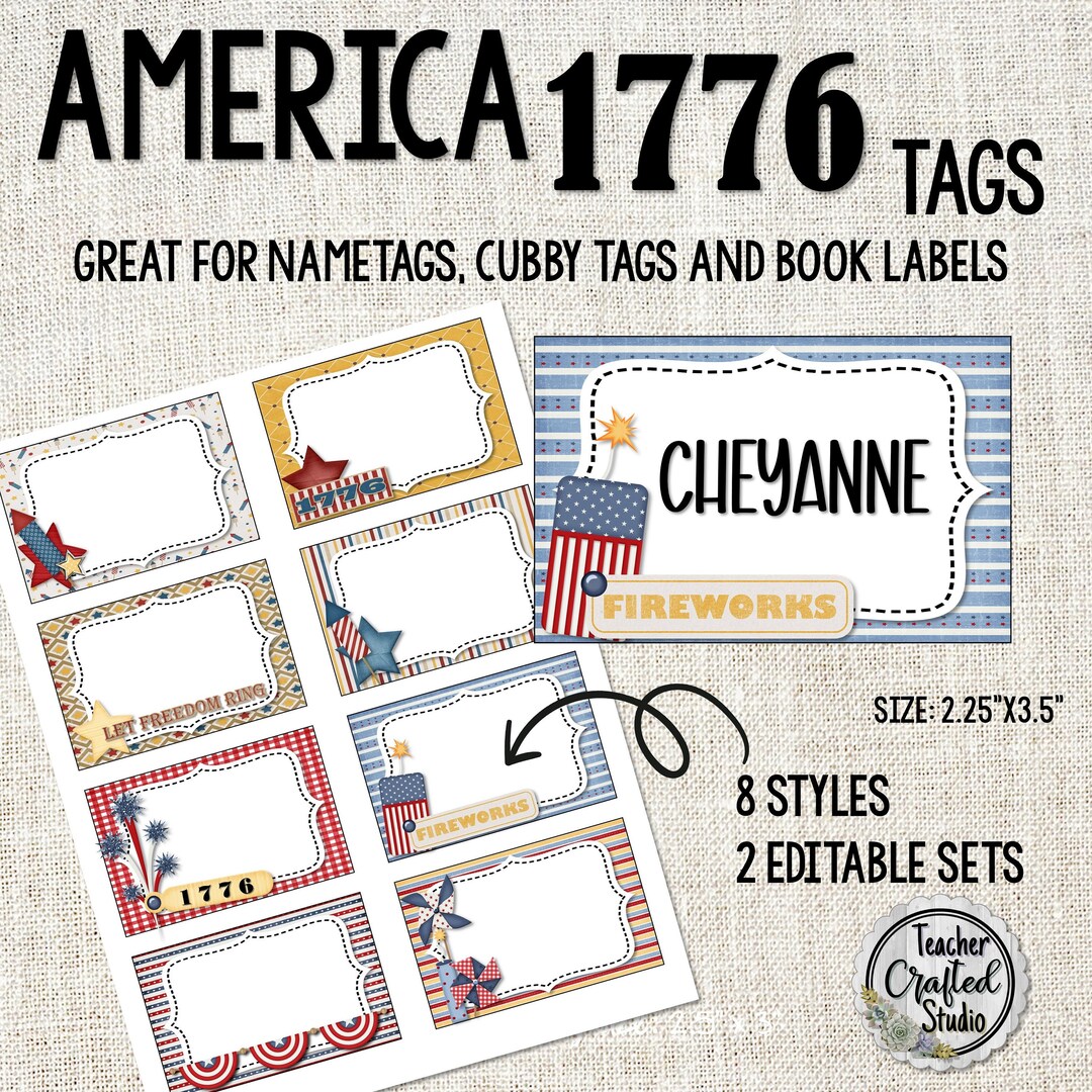 Patriotic America 1776 Name Tags Party Tags 4th of July - Etsy