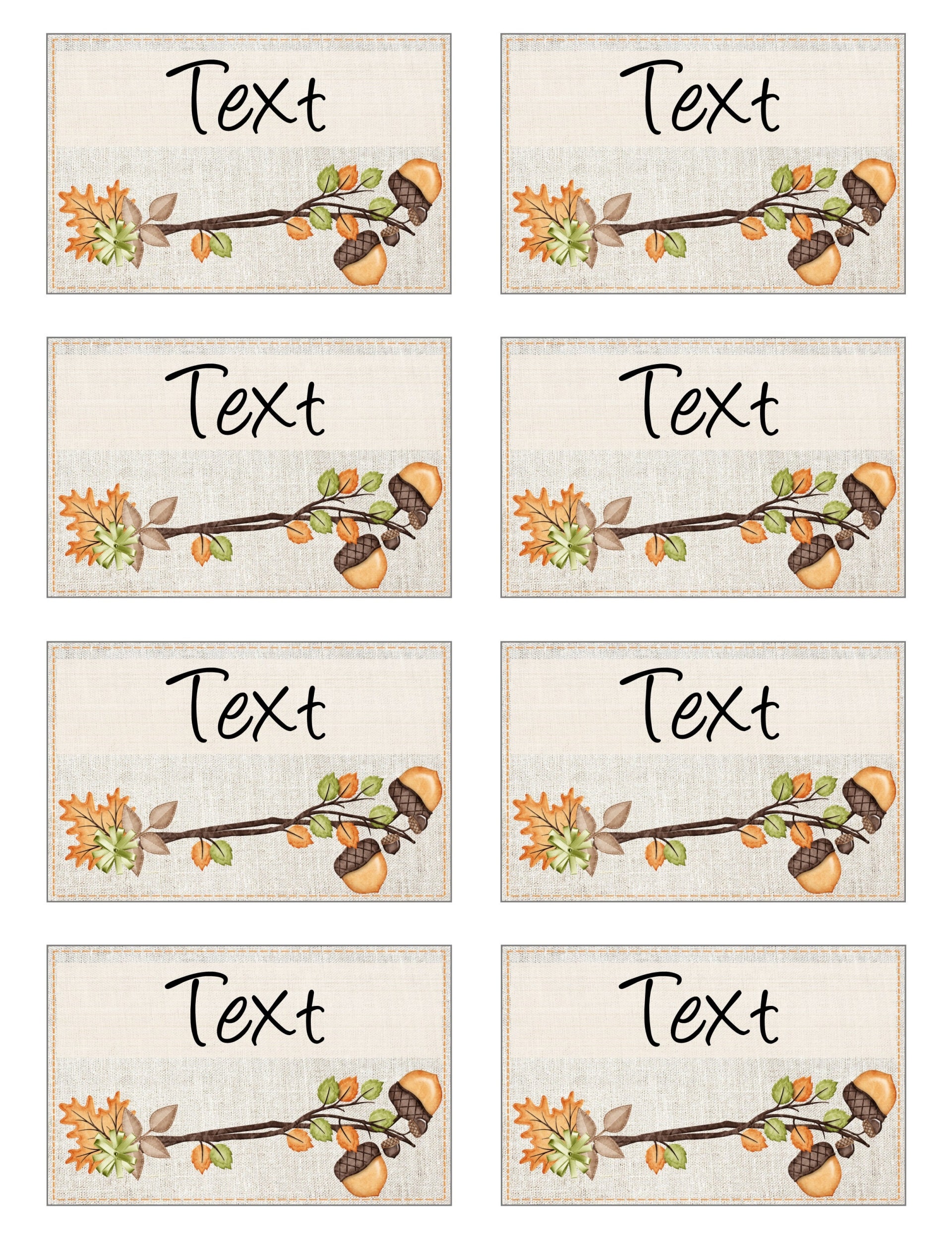 Fall Acorns and Leaves Name Badge Tags | Cubby Tags | Book Tags ...