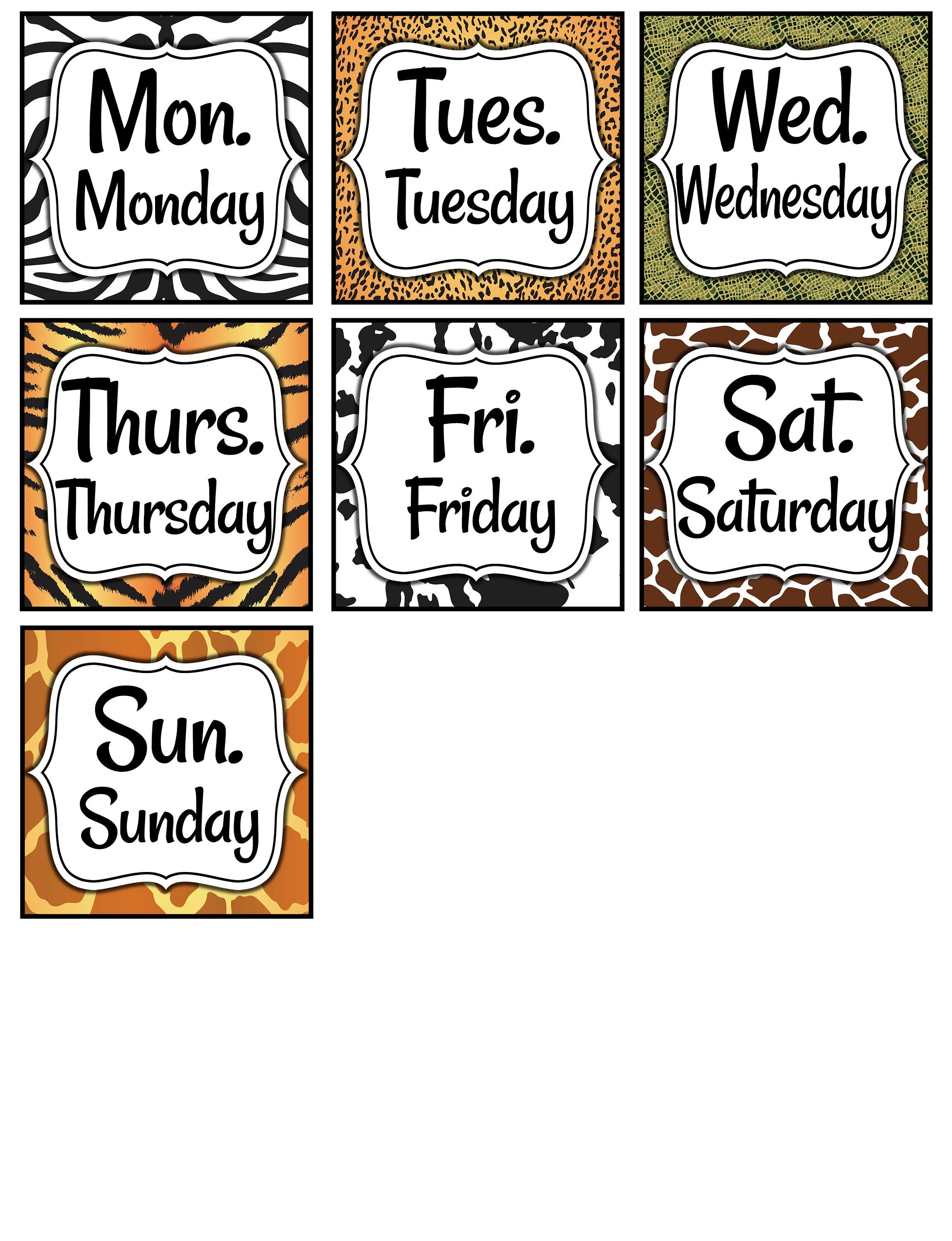 Animal Print Mini Calendar Set | Classroom Calendar | Pocket Calendar ...
