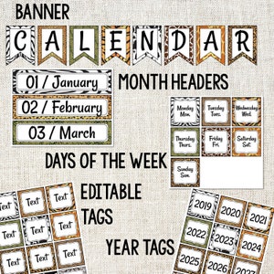 Animal Print Mega Calendar Set | Classroom Calendar | Pocket Calendar ...