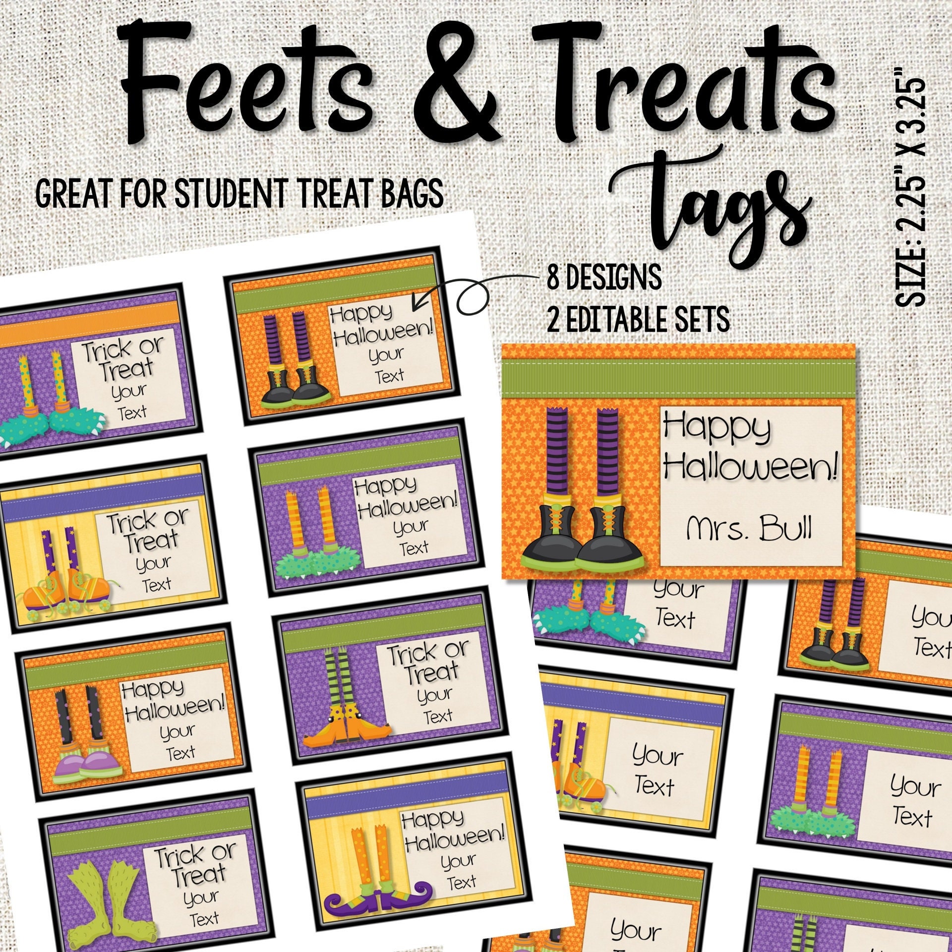 Printable Halloween Treat Tags Halloween Teacher Tags - Etsy