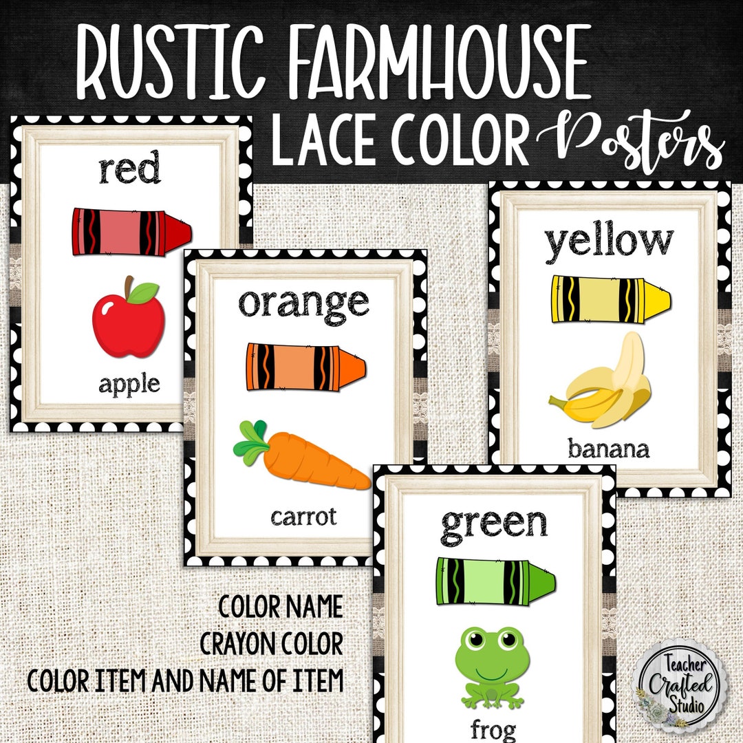 Rustic Lace Farmhouse Color Posters | Classroom Posters | Farmhouse ...