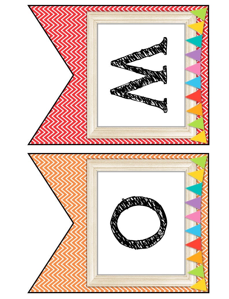 Rainbow Chevron Word Wall Classroom Set | Banner and Editable Cards ...
