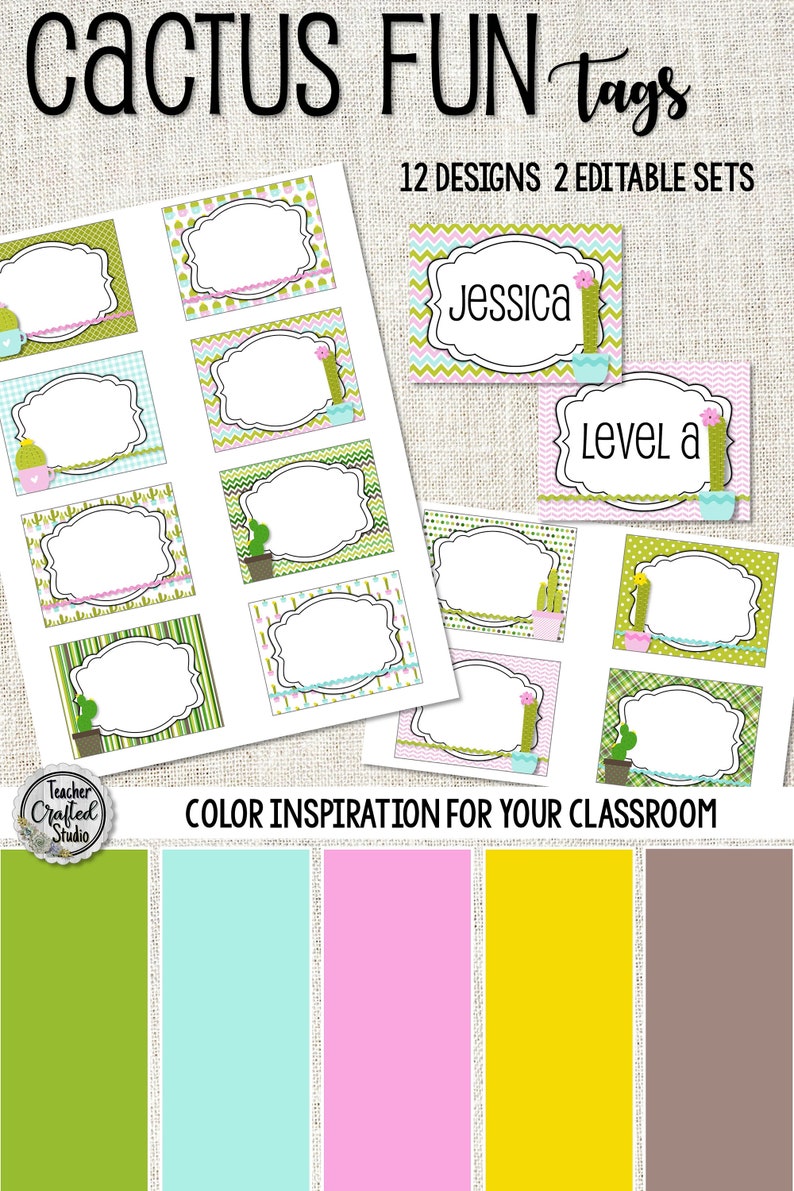 Printable Cactus Tags - Classroom Tags - Coat Hook Tags - Organizing ...