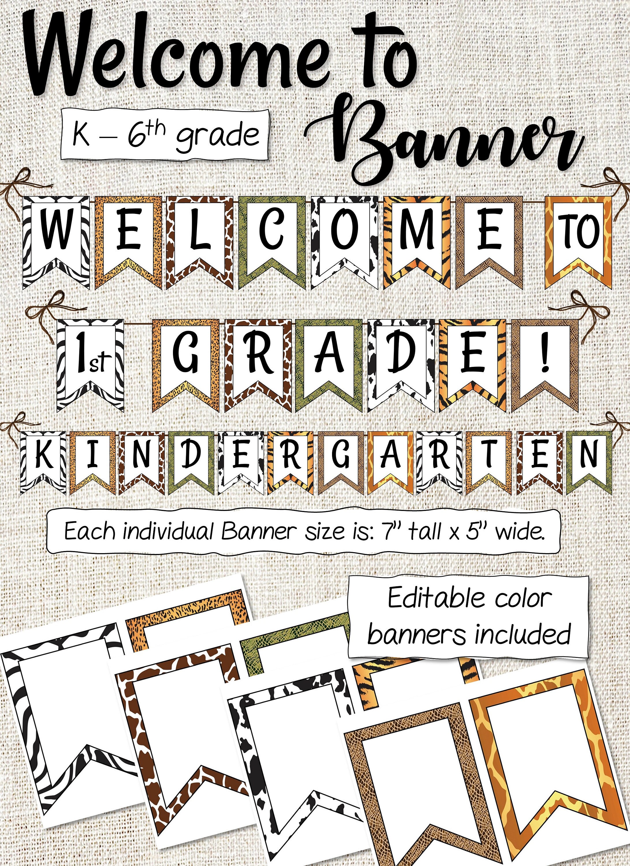 Printable Animal Print Welcome Banner Editable Bulletin | Etsy