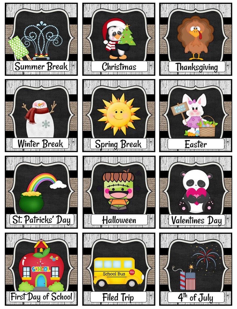 Rustic Farmhouse Mini Calendar Set Classrtoom Calendar - Etsy