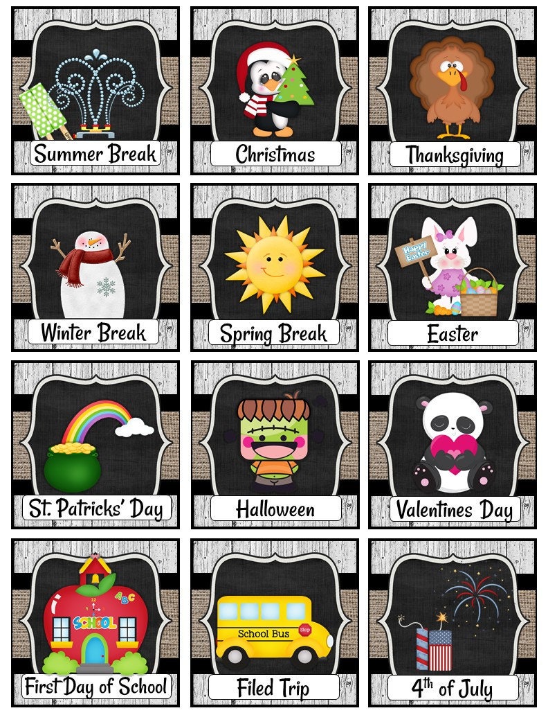 Rustic Farmhouse Mini Calendar Set Classrtoom Calendar - Etsy