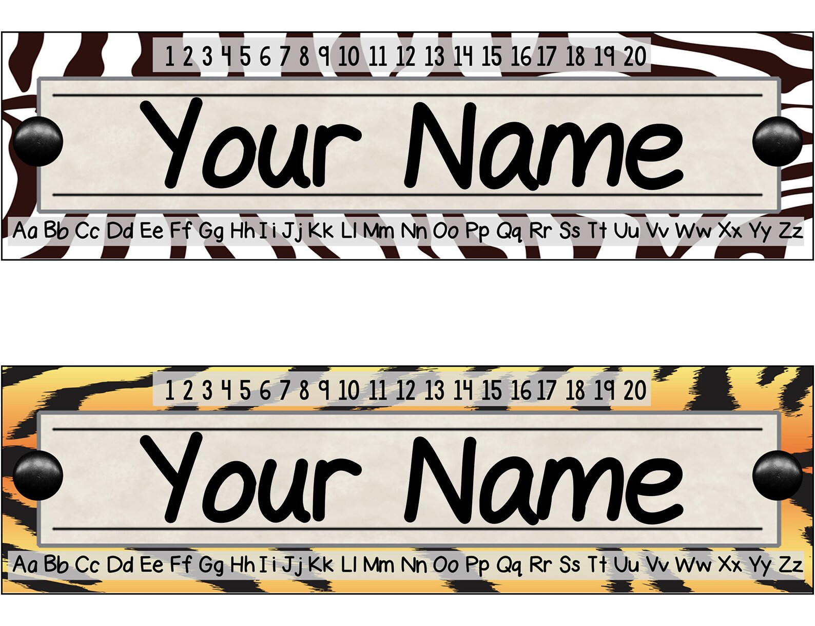 Printable Animal Print Desktop Nameplates | Classroom Labels | Editable ...