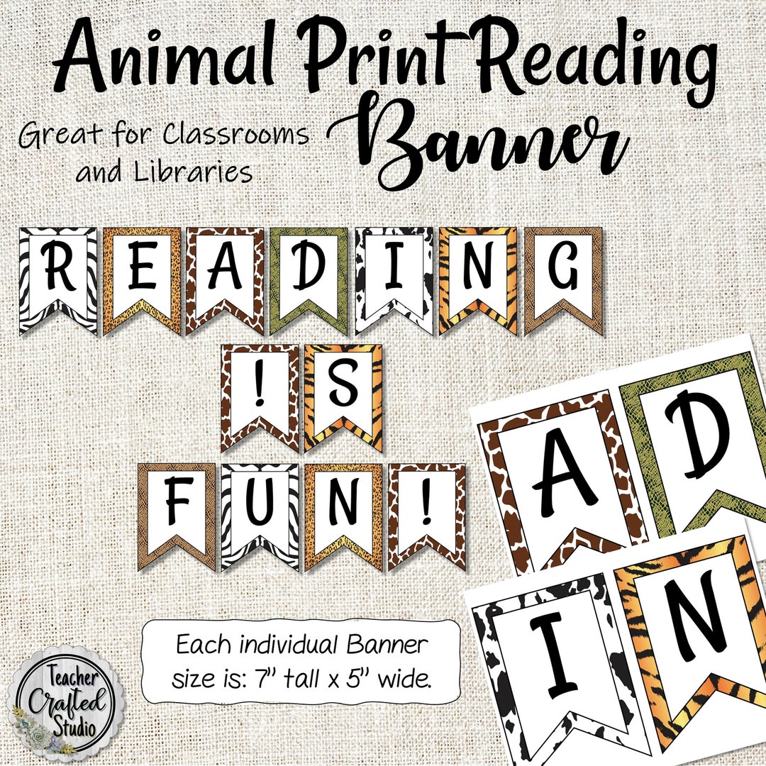Animal Print 'reading is Fun' Banner | Classroom Decor (PDF Pattern) - Etsy