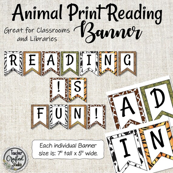 Printable Animal Print Reading Banner Classroom Library | Etsy
